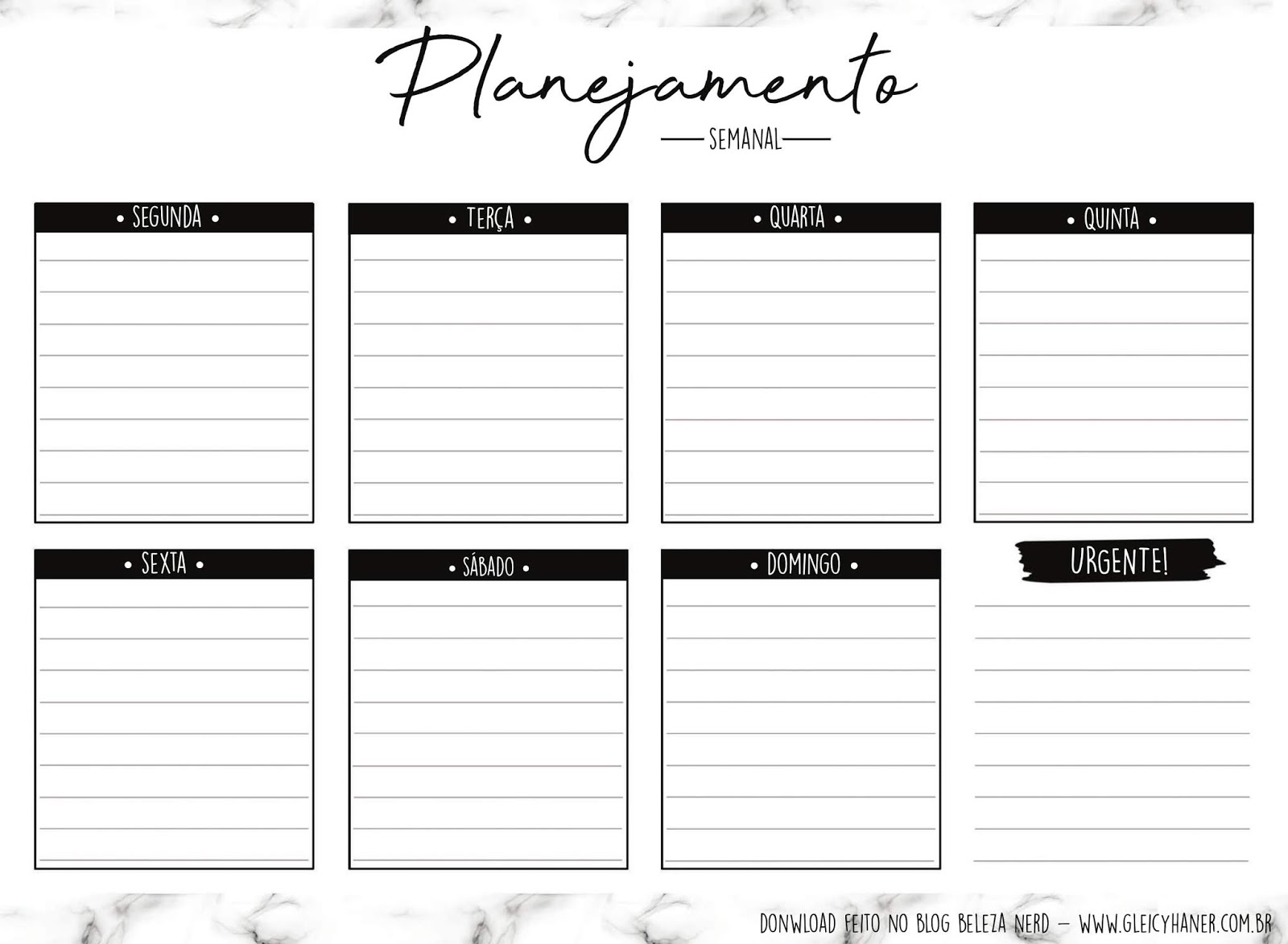 Folhas De Planner Semanal Para Download Greyce Matias