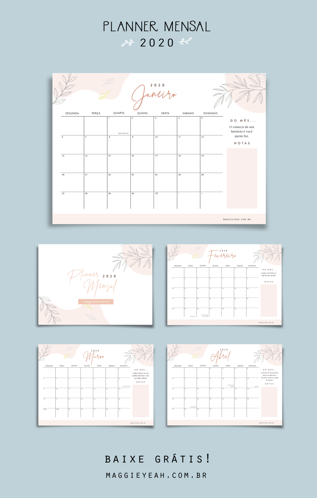 Modelos de Planners GRATUITOS pronto para imprimir - Greyce Matias